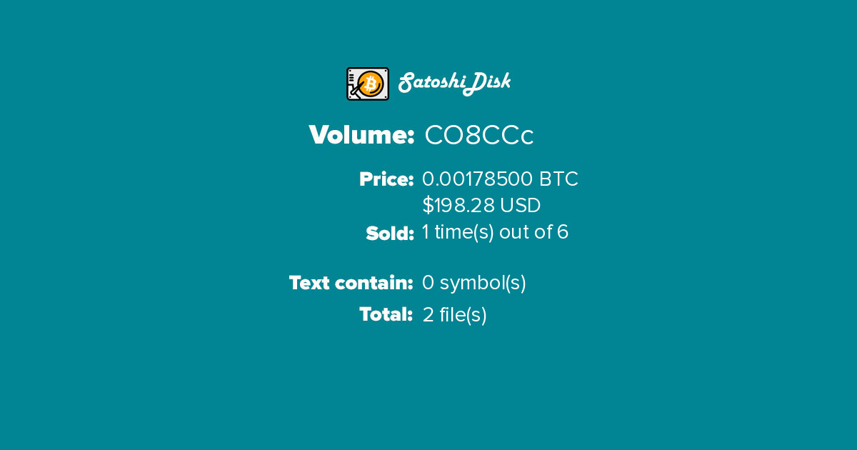 Pay and get files from volume CO8CCc. SatoshiDisk.